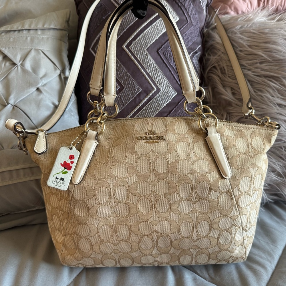 Coach Tan Signature Monogram 2-Way Bag With Rare Bag … - Gem